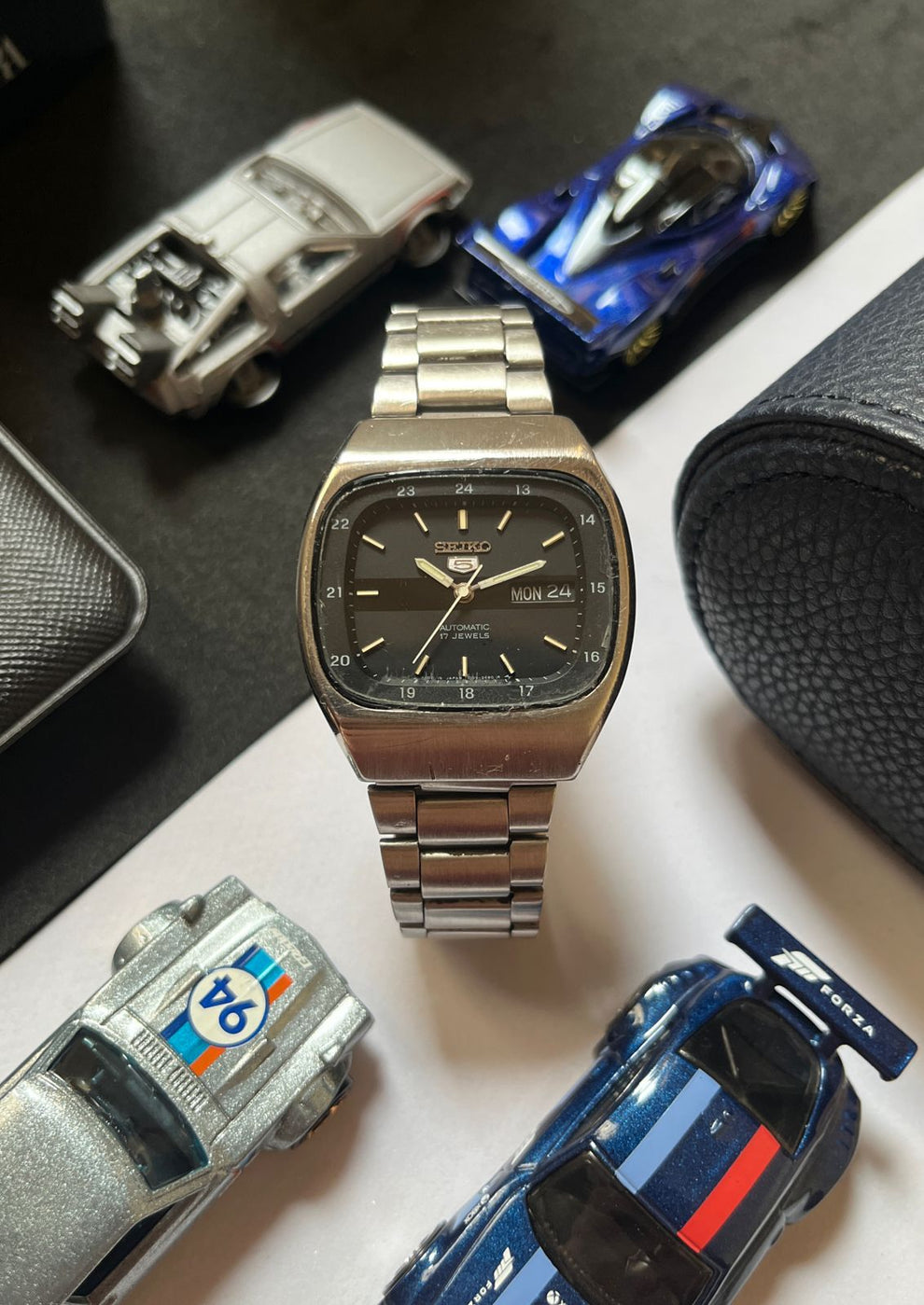 (Super Rare) Seiko 5 Railway Time Navy Blue Rectangular Dial (Pre Owne ...